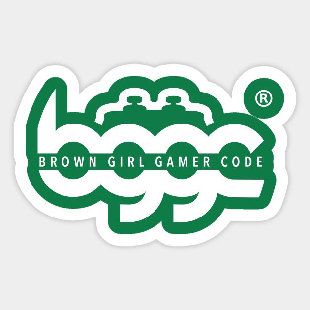 Horizontal Logo in White - Bggc White - Sticker | TeePublic